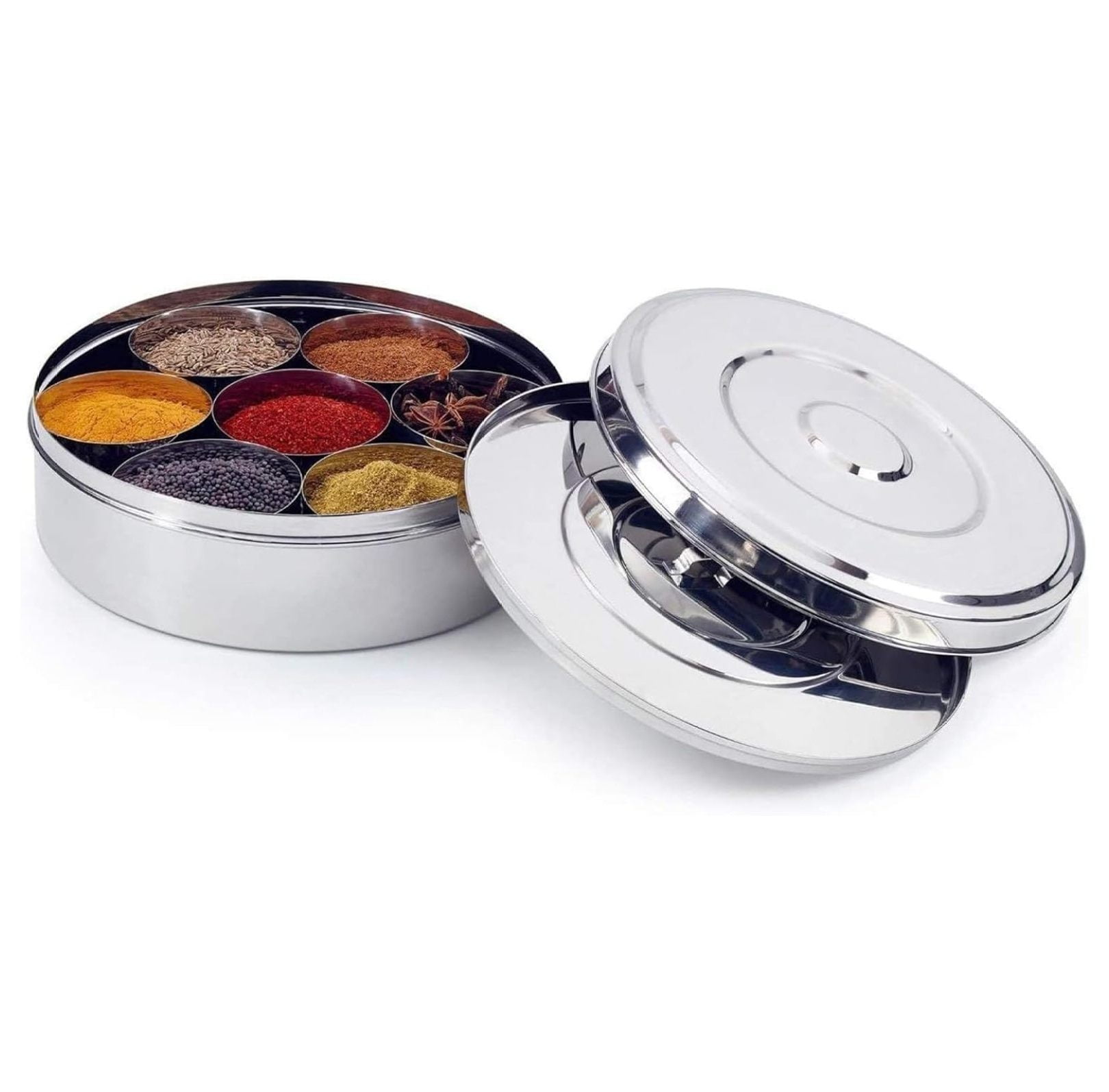 Spice Container - Masala Dabba - 7 Compartments, Masala Box, Steel ...
