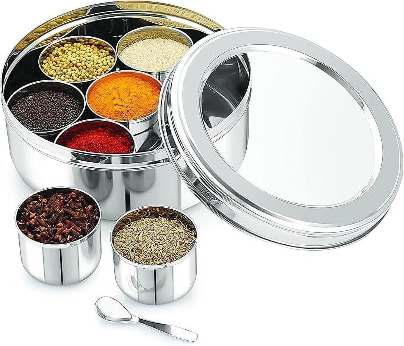 Spice Container - Masala Dabba - 7 Compartments, masala box,steel ...
