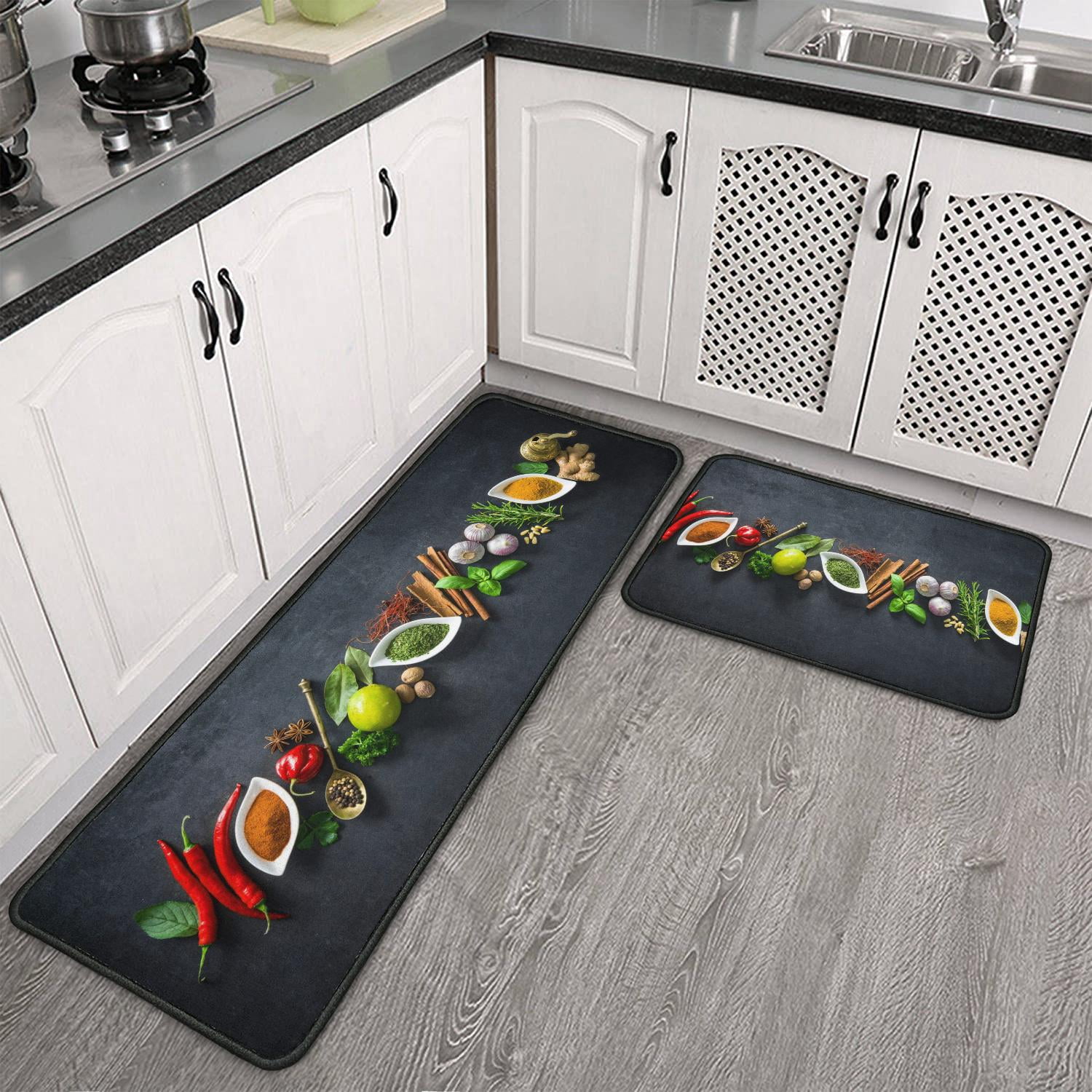 Spice Cooking Kitchen Mat Set Of 2 Anti-fatigue 0.4 Inches Thick Spices ...