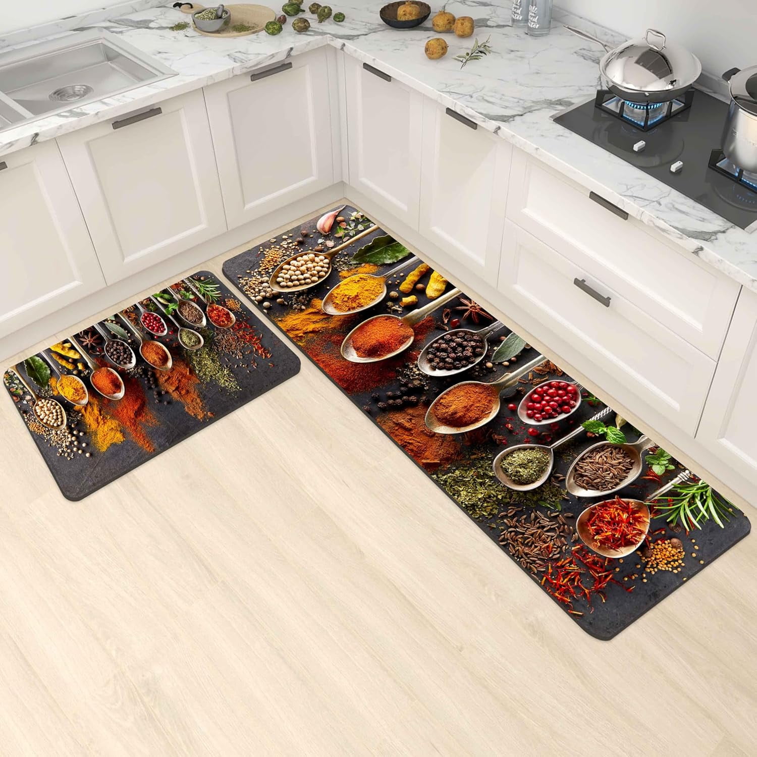 Spice Cooking Kitchen Rugs Set of 2 Anti-fatigue 0.4 Inches Thick ...