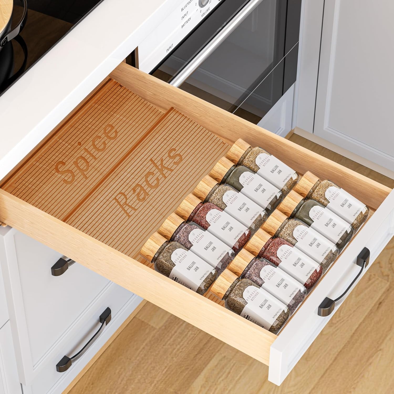 Spice Drawer Organizer, 4 Tier- 4 Pack Clear Acrylic Drawer Seasoning ...