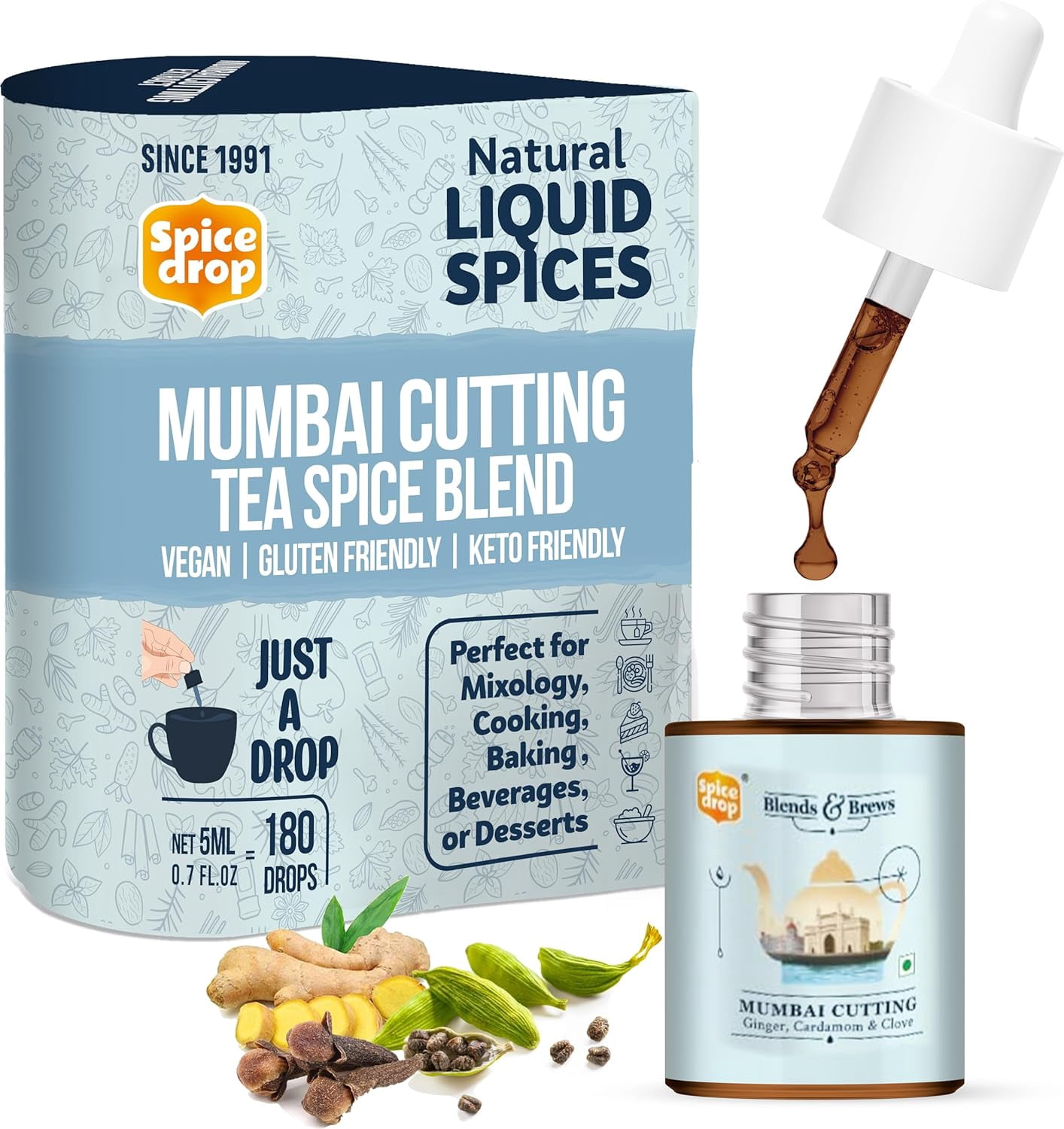 Spice Drop Mumbai Cutting Tea Spice Blend - 180 Cups, 5ml, 0.1 Fl.Oz ...