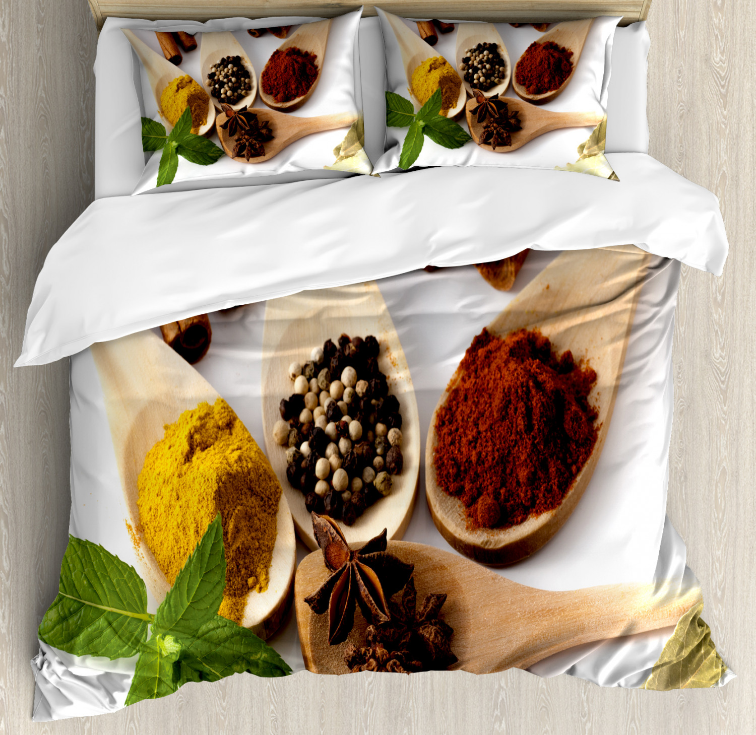 Spice Duvet Cover Set Queen Size, Artistically Arranged in Spoons with ...