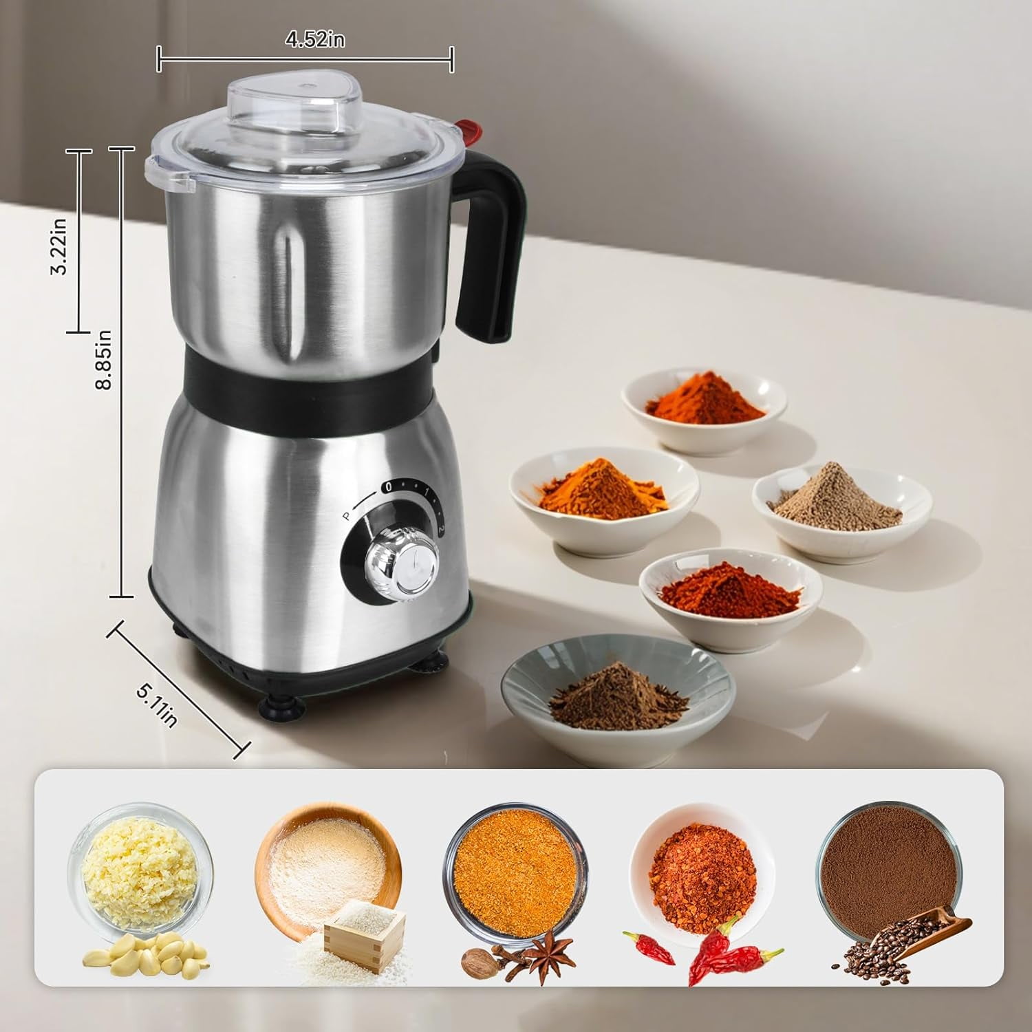 Spice Grinder Electric, Herb Nut Grinder for Kitchen, Detachable ...