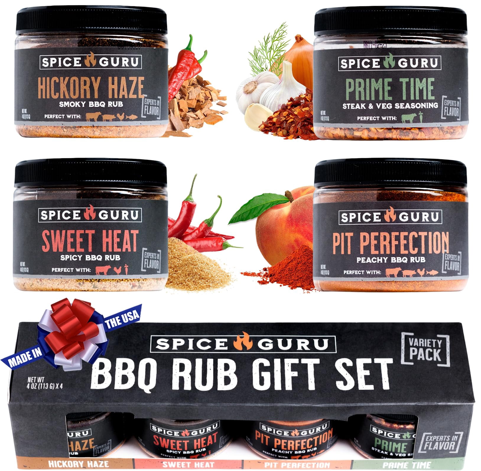 Spice Guru BBQEGSC Rub Set - 4 Flavor BBQ Seasoning/Rubs FathersDay ...
