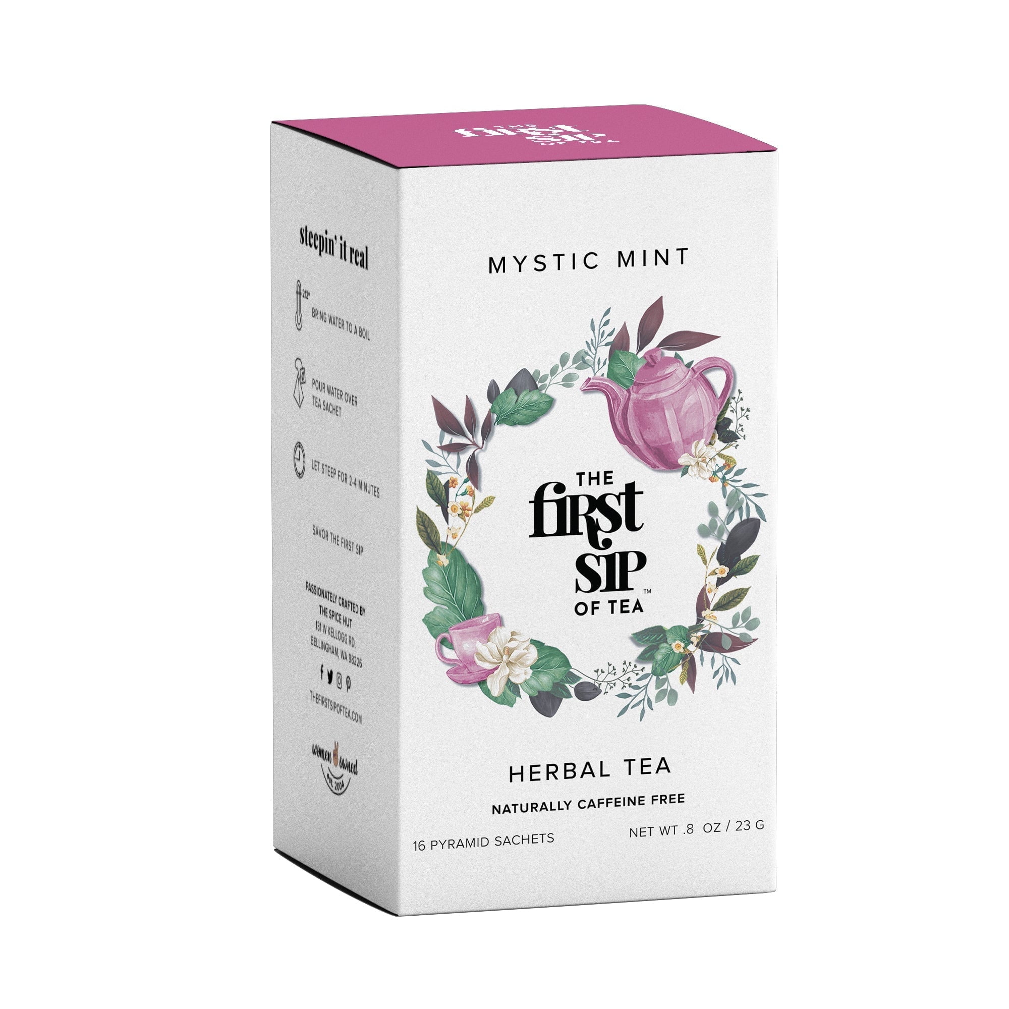 Spice Hut Mystic Mint Herbal Tea, with Ginger, Caffeine-Free Comfort ...