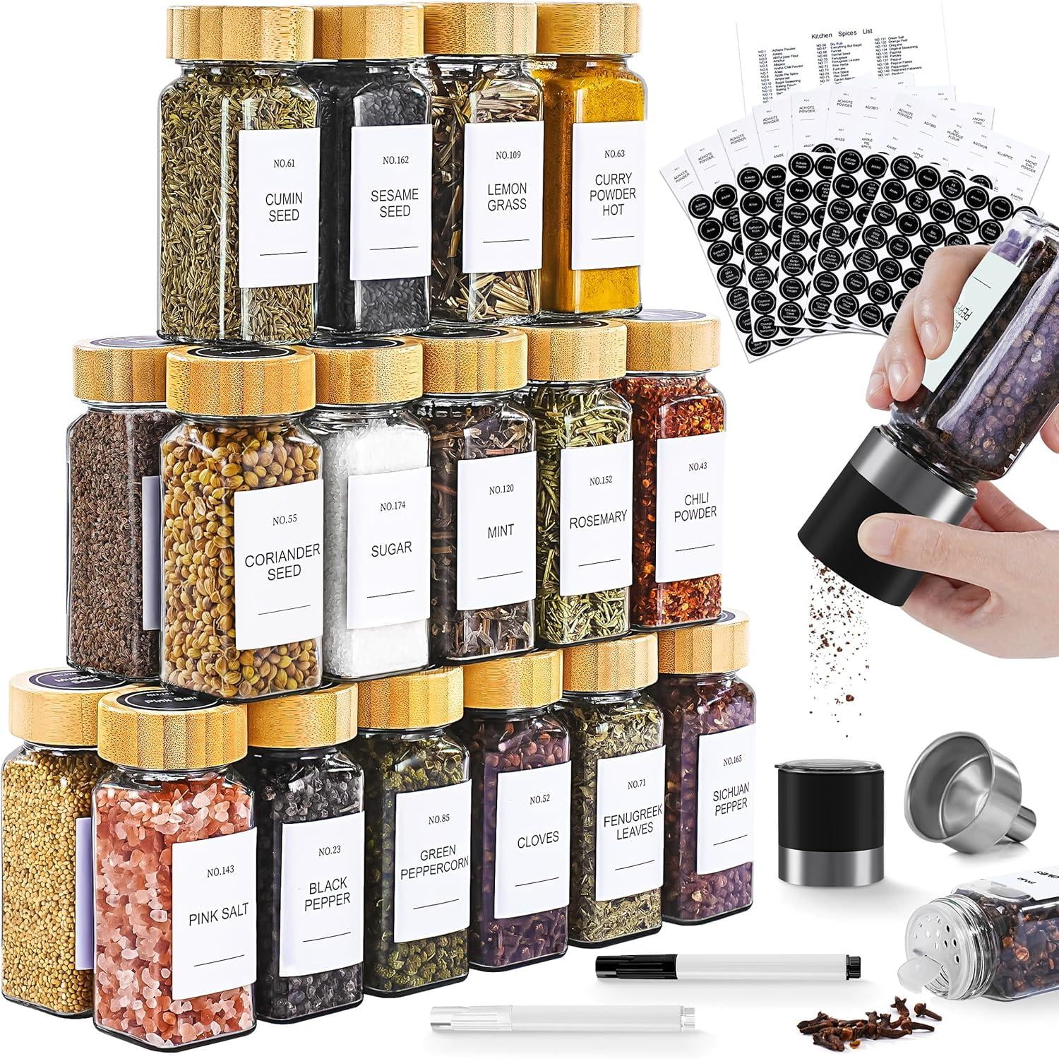 Spice Jars, 24 Pcs 4oz Seasoning Jars with Label, Glass Jars with ...