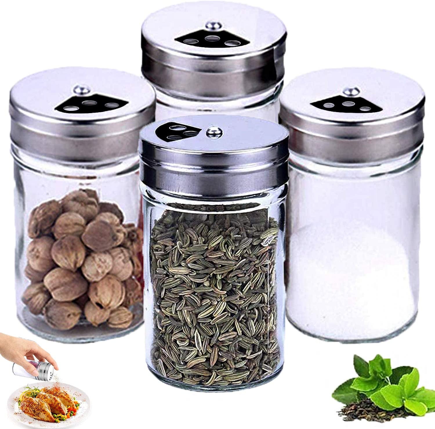 Spice Jars, 4 Pcs Spice Jars With Swing Lid, Glass Spice Jar - 100Ml ...