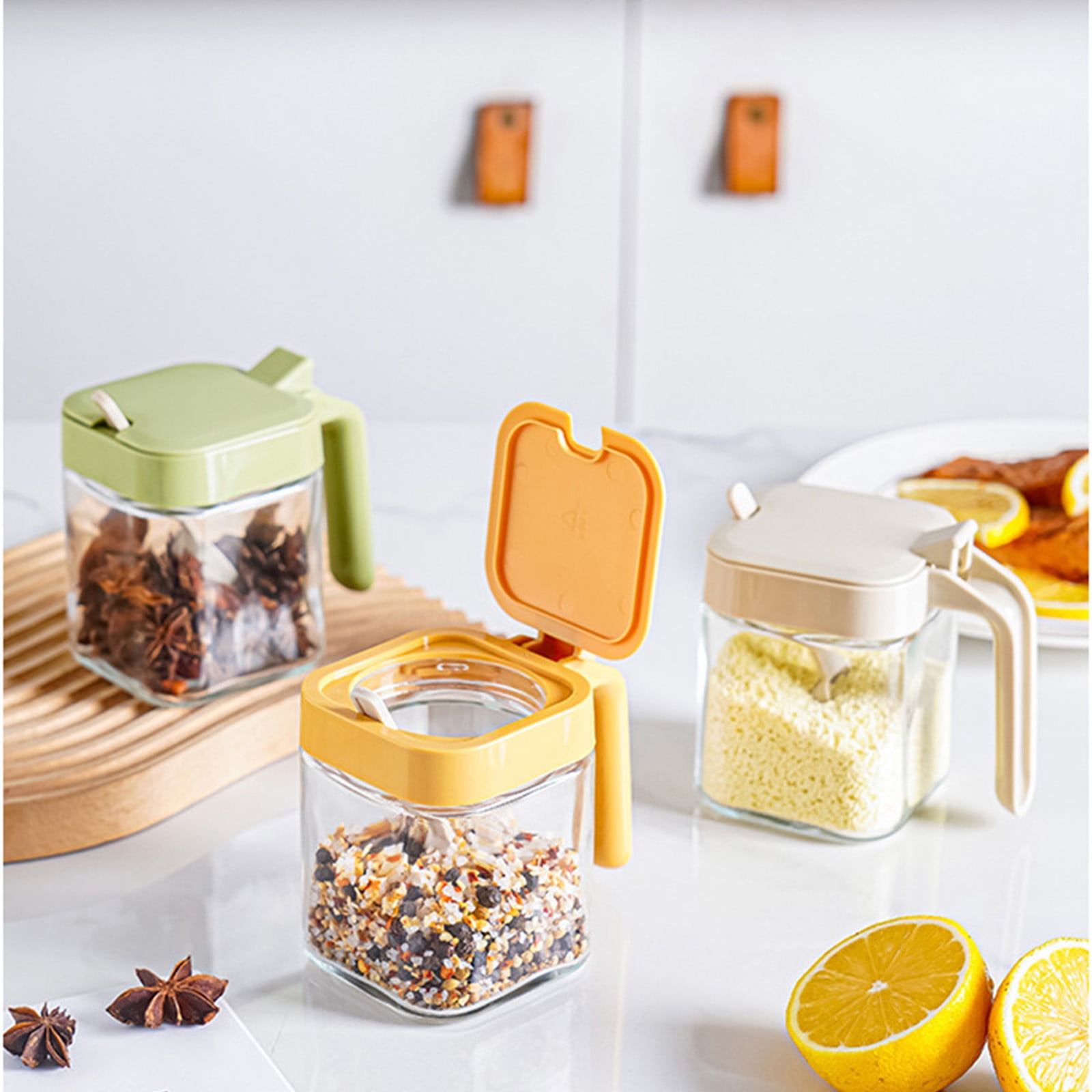 Spice Jars Storage, Glass Spice Bottles, Stackable Design, Transparent ...