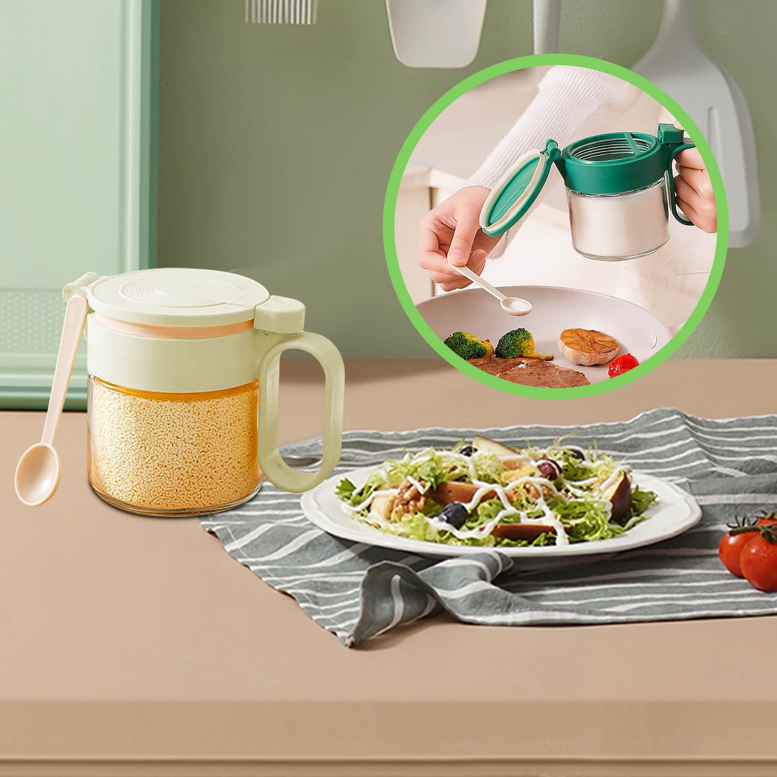 Spice Jars with Spoons,Airtight Spice Containers for Kitchen Pantry ...