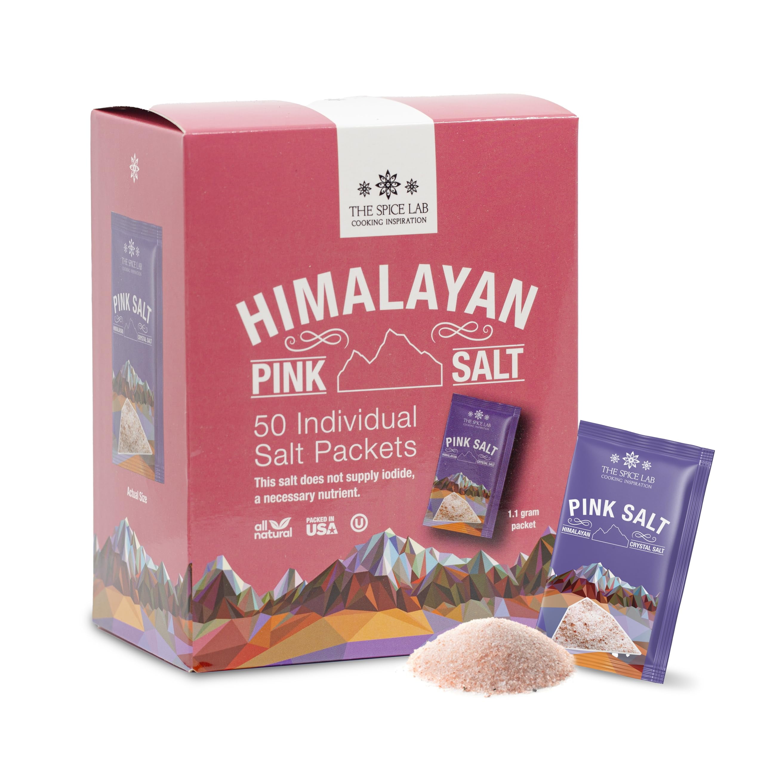 The Spice Lab Himalayan BCF26 Pink Salt - Fine - 50 Salt Packets ...