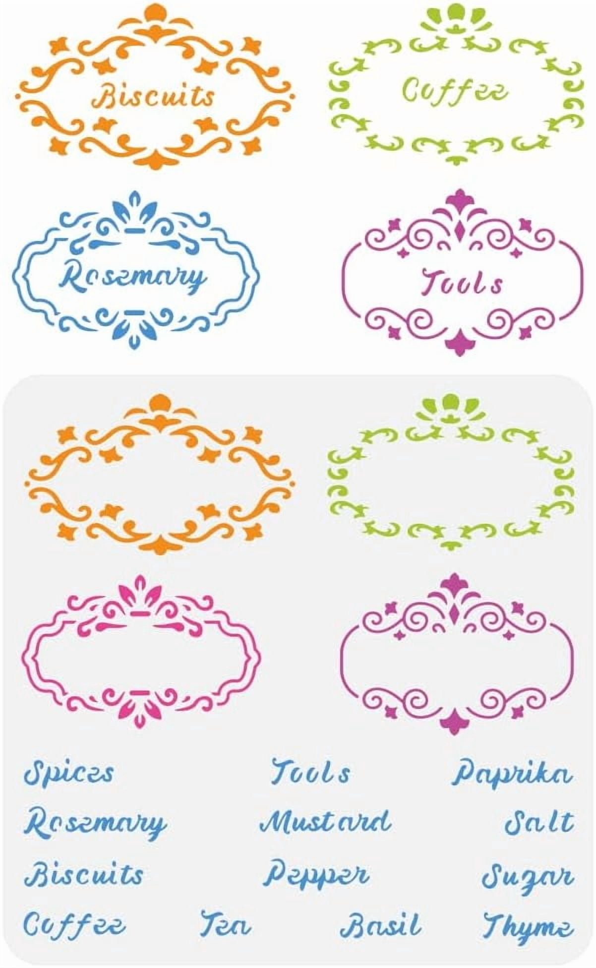 Spice Labels Painting Stencil 11.8x11.8inch Vintage Frame Stencil ...