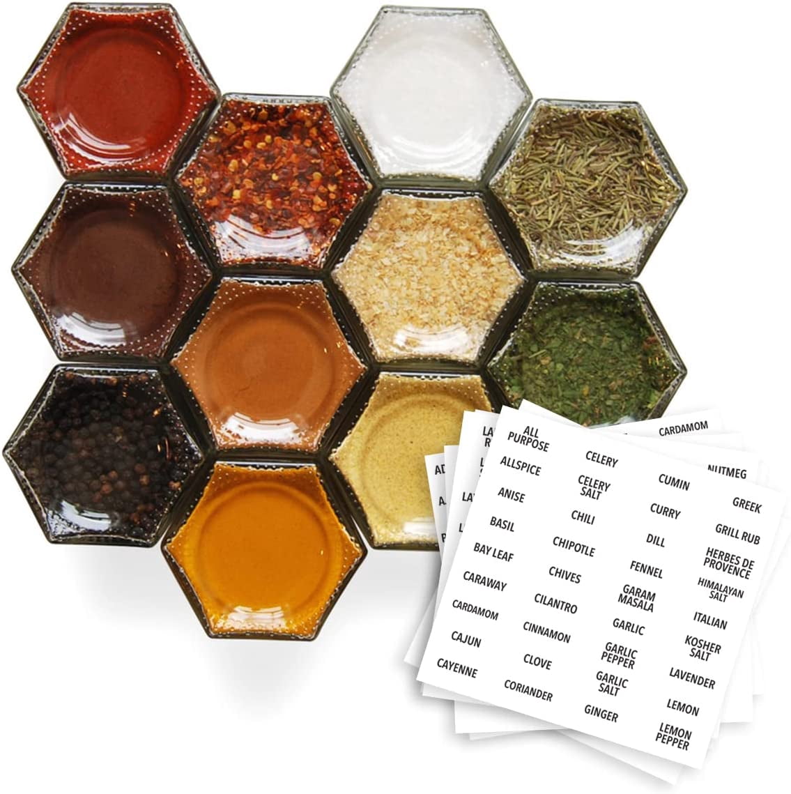 Spice Magnetic Jars – Set of 12 Large Empty Glass Spice Jars (4 oz ...