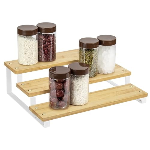 Spice Organiser Spice Rack for Inside Cupboard 3-Tier Tiered Step Shelf ...