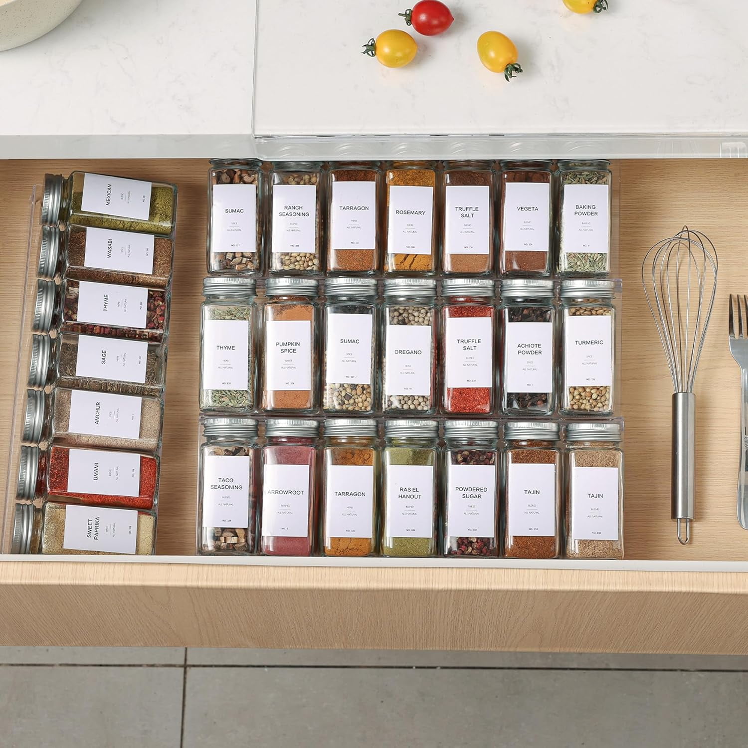 Spice Organization for Drawer, 4 Pack Clear Acrylic Spice Rack ...