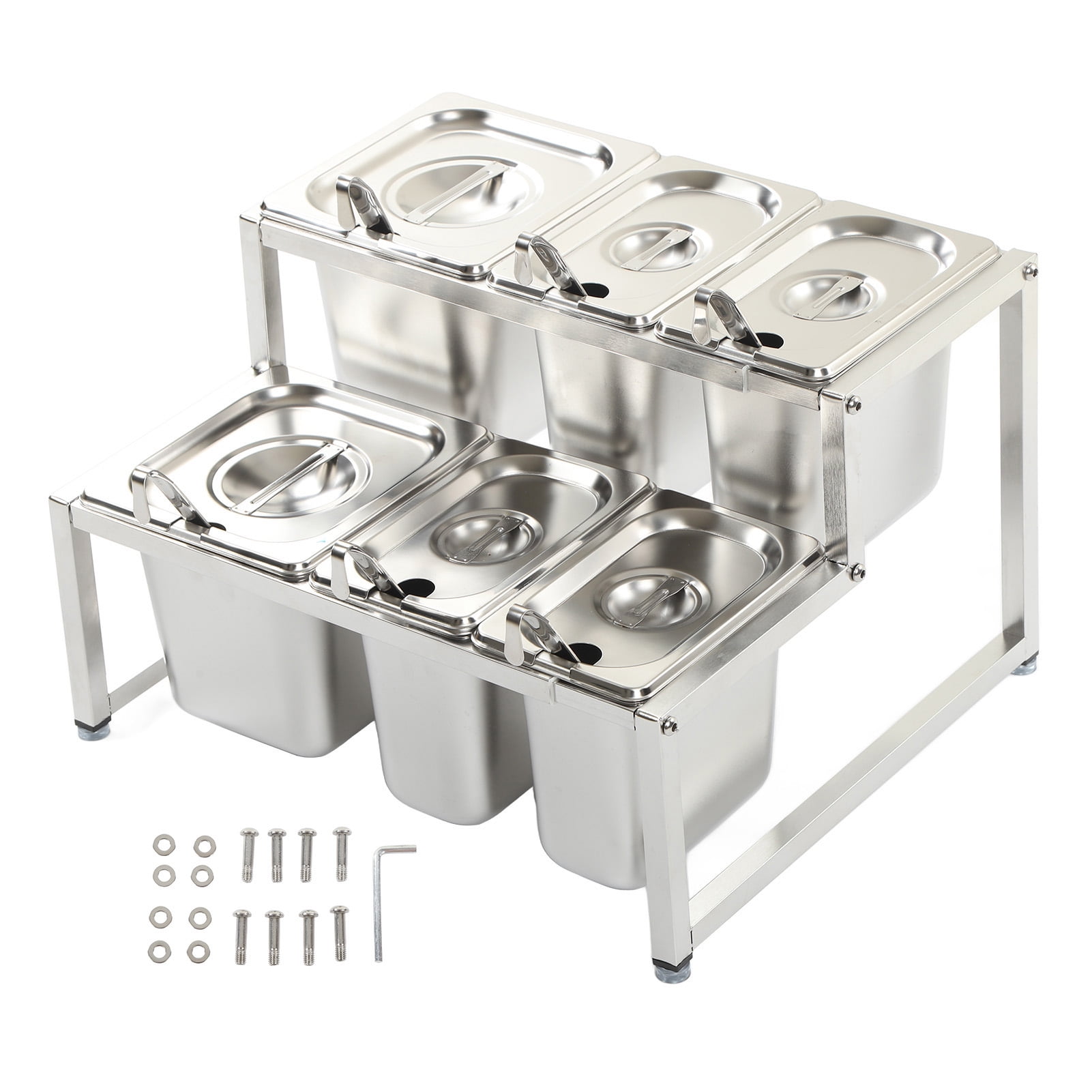 Spice Pots Set 2 Tier Stainless Steel Expandable Organizer Shelf Rust ...