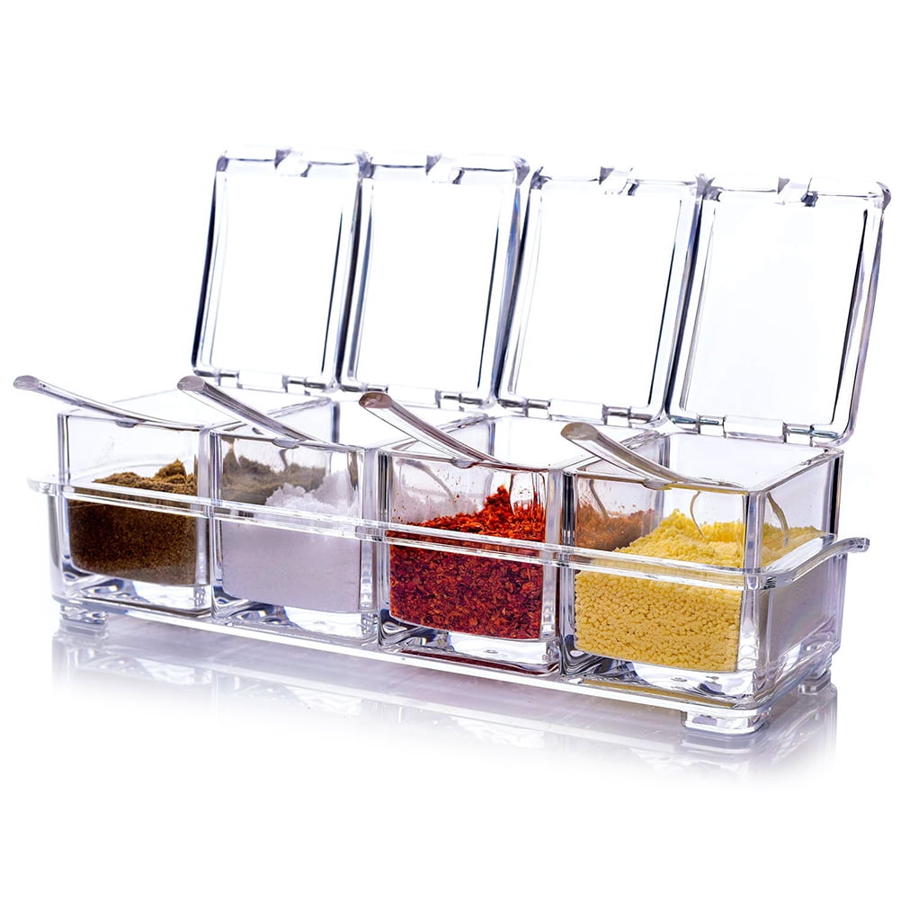 Spice Pots Set, Clear Storage Containers For Salt Sugar Cruet ...