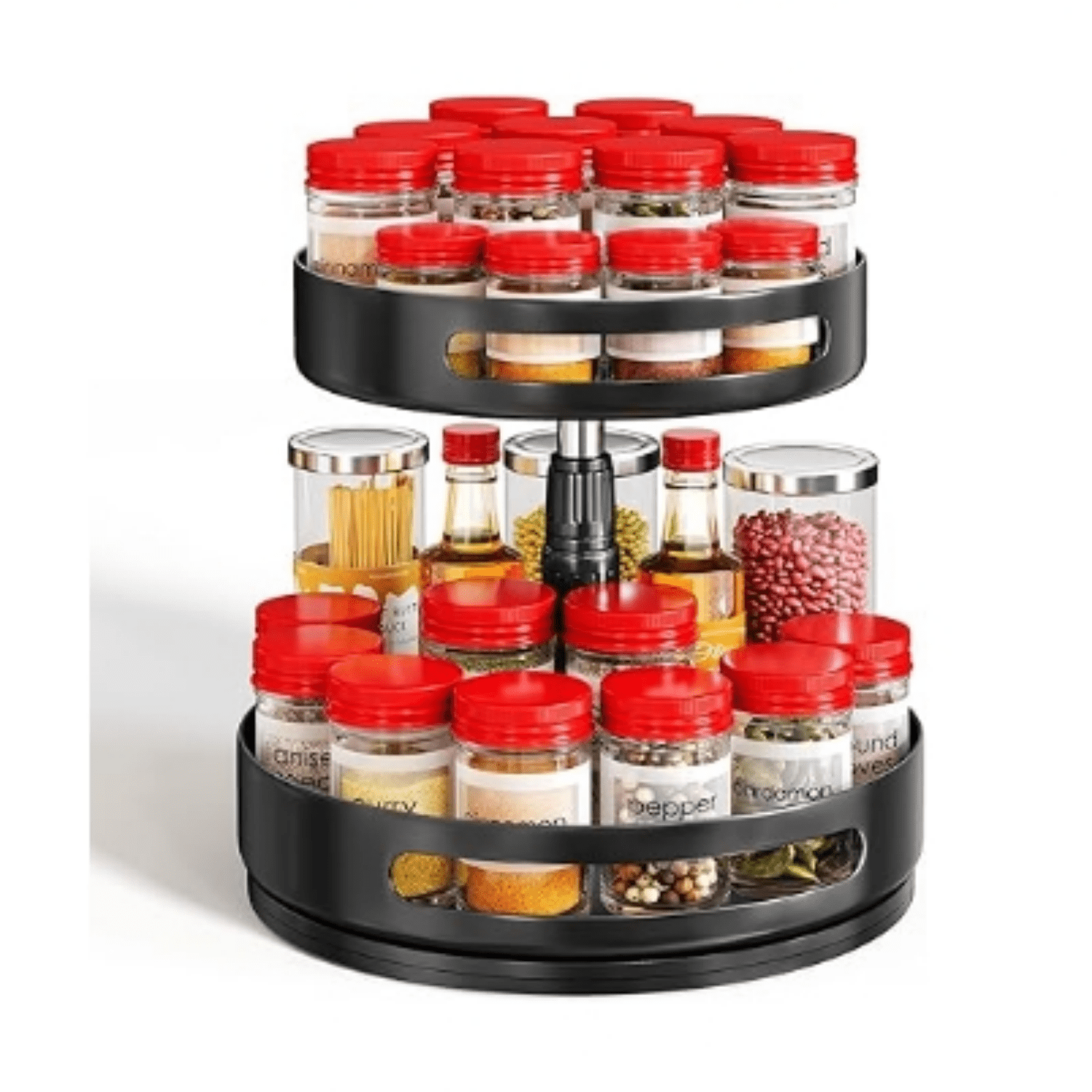Spice Rack - 2 Tier Height Adjustable Spice Organization for Cabinet ...