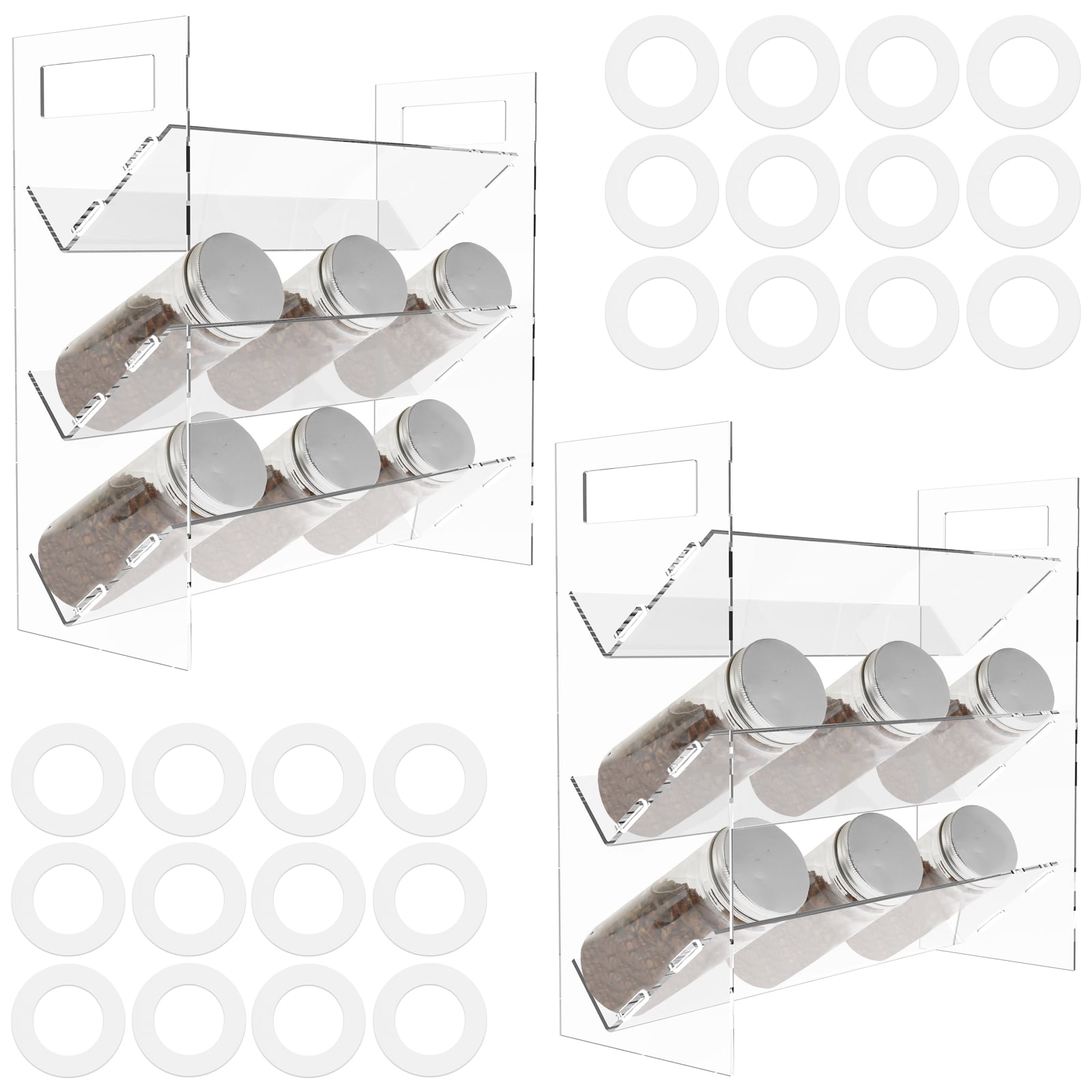 Spice Rack 3 Tiers Clear Shelves Spice Organization for Cabinet ...