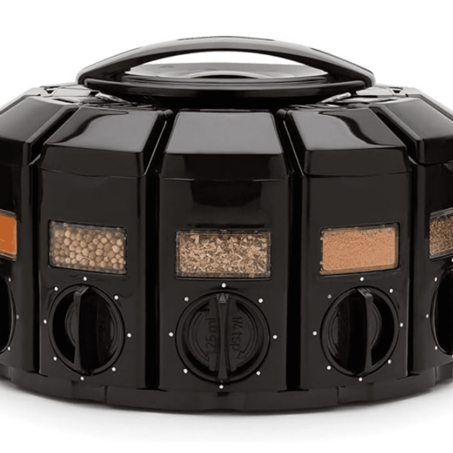 Spice Rack Auto-Measure Carousel 12 Compartments Black 8.75 x 8.75 x 6 ...