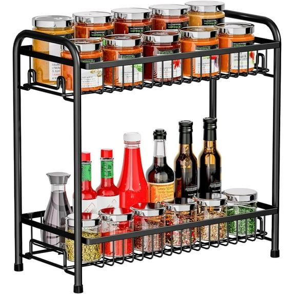 Spice Rack for Countertop, 2-Tier Standing Sturdy Metal Seasoning ...
