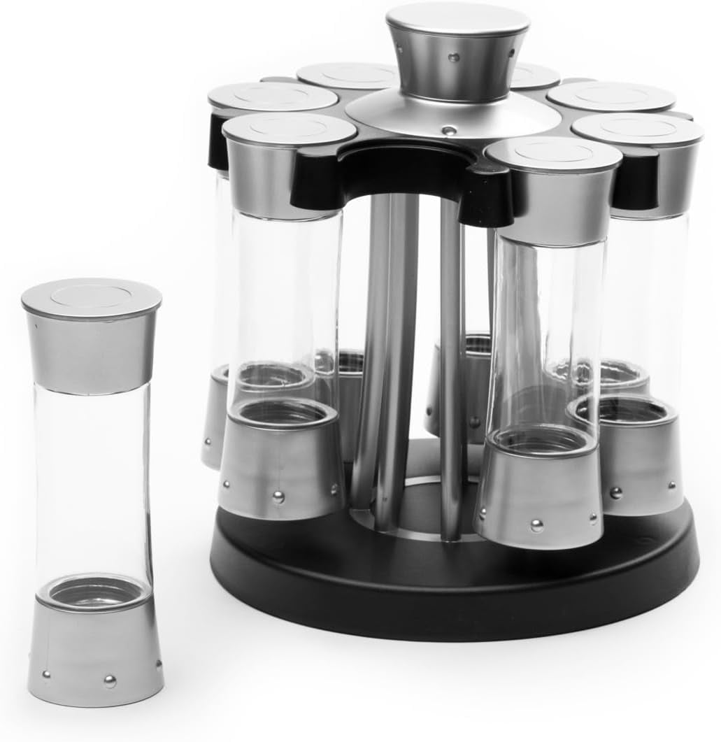 Spice Rack, Elite Auto-Measure Plastic Spice Carousel, 8 Spice Jars ...