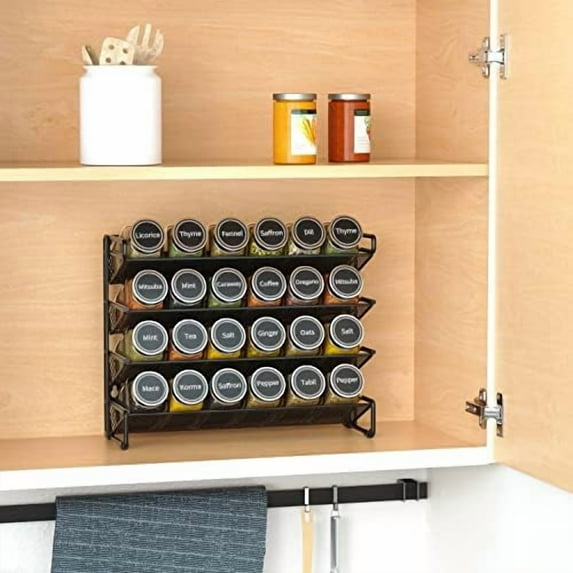 Spice Rack Organizer with 24 Spice Jars, 386 Spice Labels, Chalk Marker ...