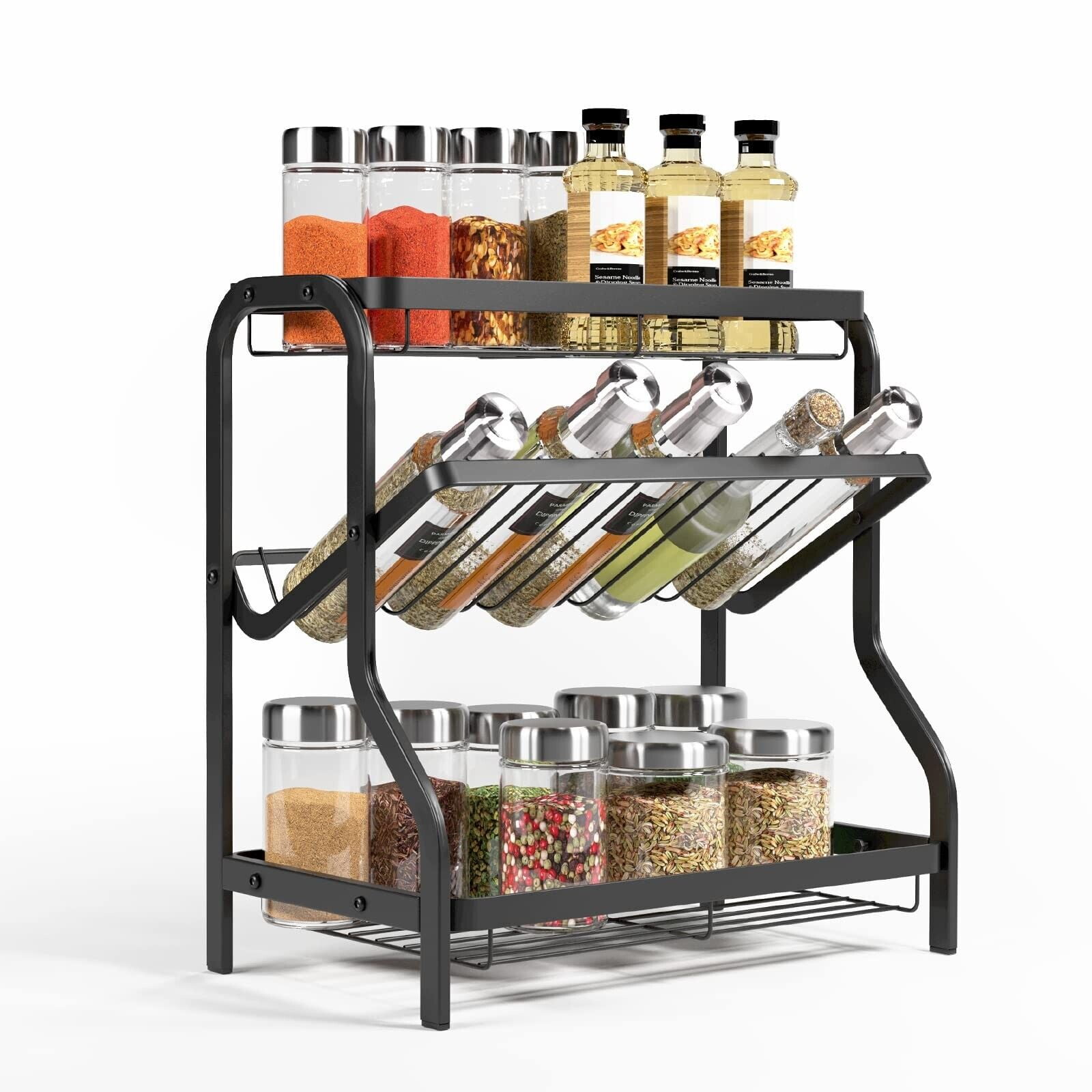 Spice Rack Organizer 3 Tier Shelf Seasoning Organizers Storage ...