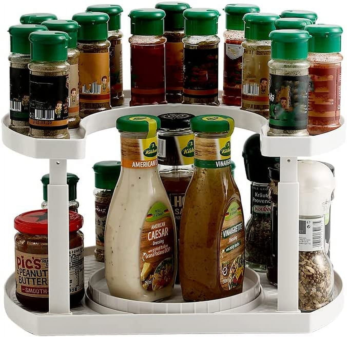 2 Tier Spice Rack Organizer for Cabinet, Holds 40 Jars, Rotating ...