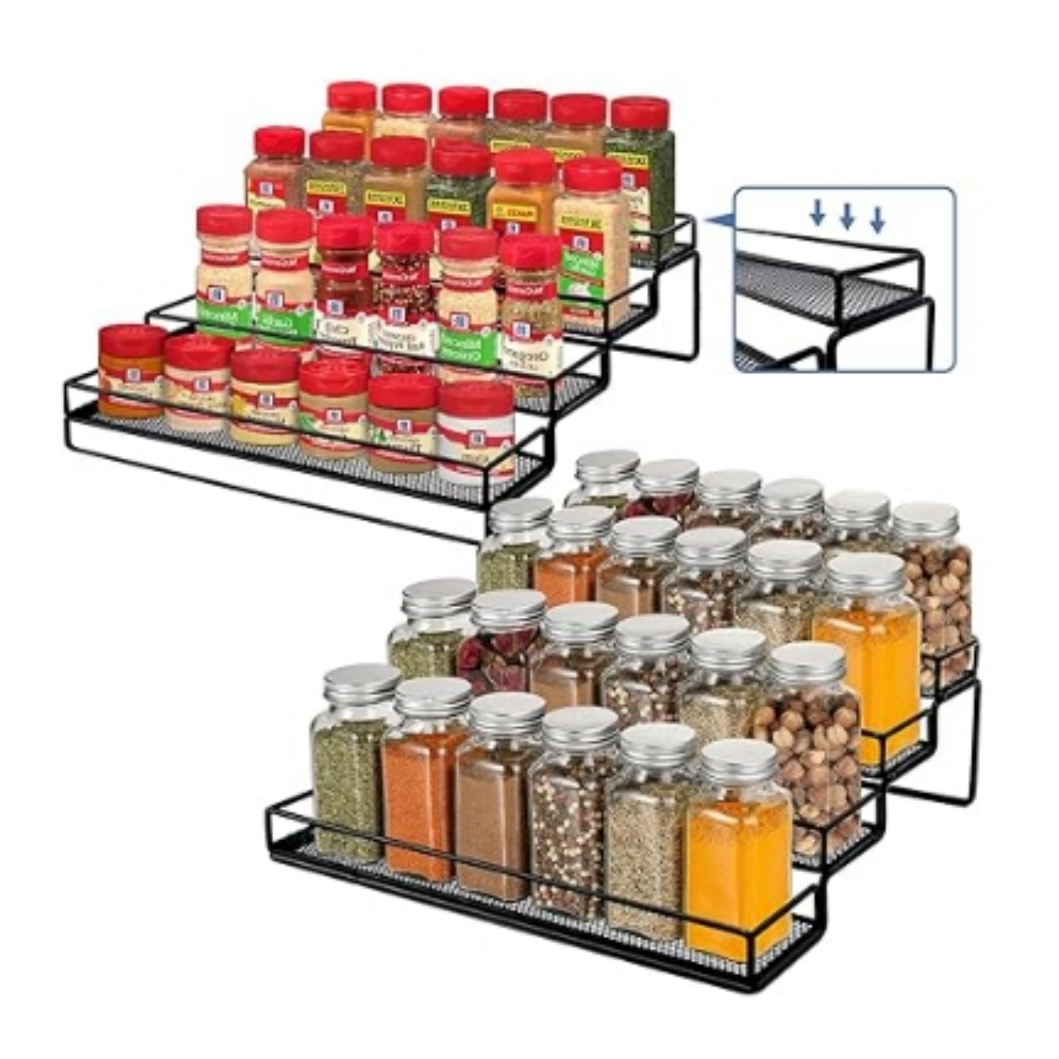 Spice Rack Organizer for Cabinet, 4 Tier Seasoning Organizer ...