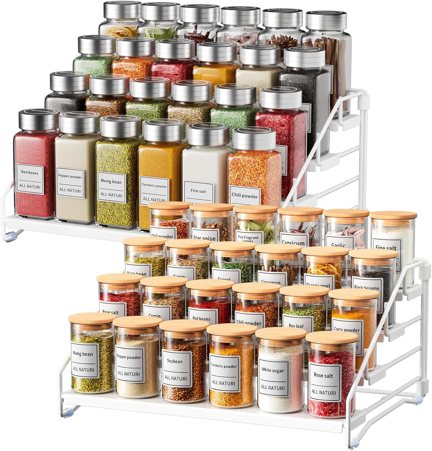 Spice Rack Organizer for Cabinet,4 Tier Spice Organization for Cabinet ...
