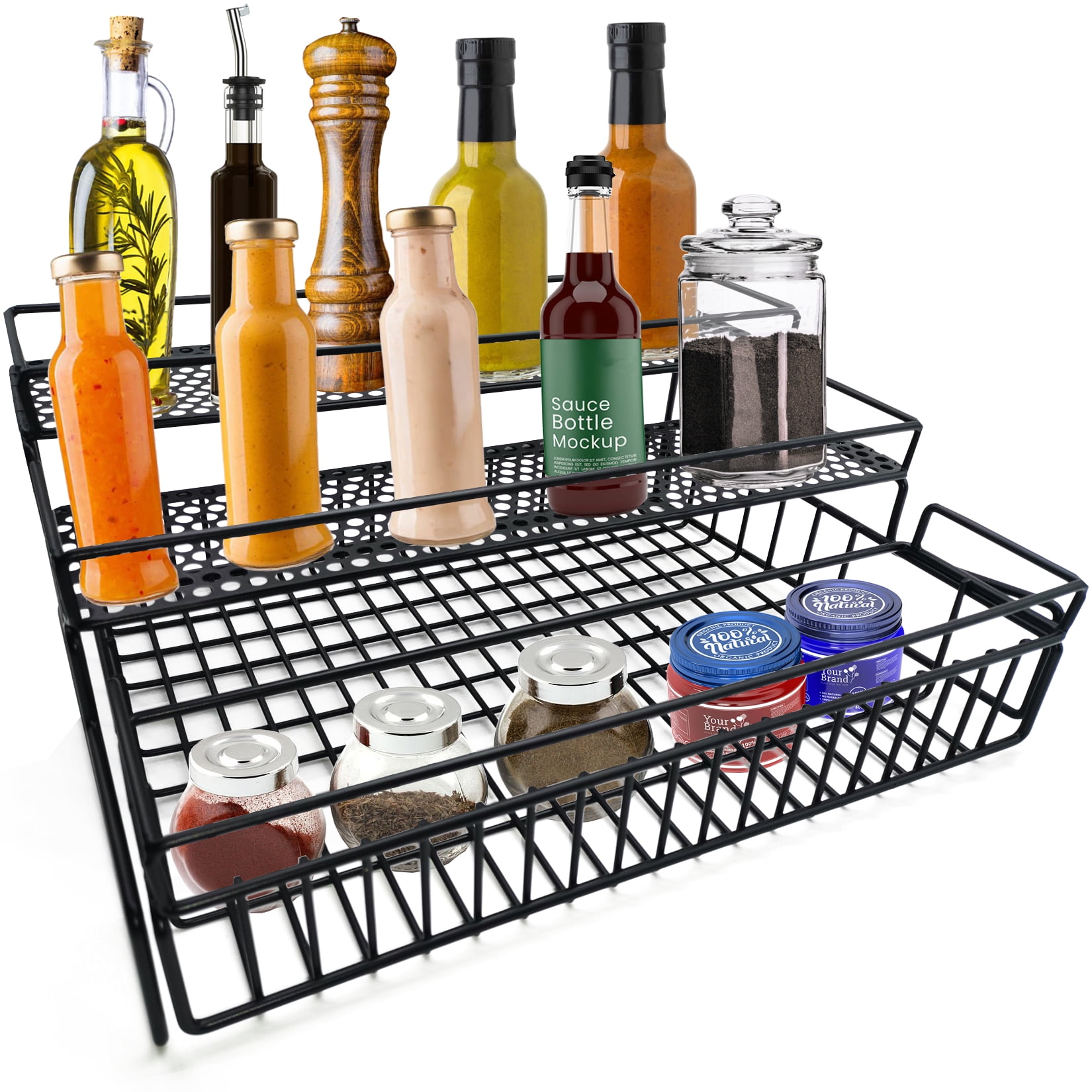Spice Rack Organizer for Cabinet & Countertop,3 Tier Seasoning Storage ...