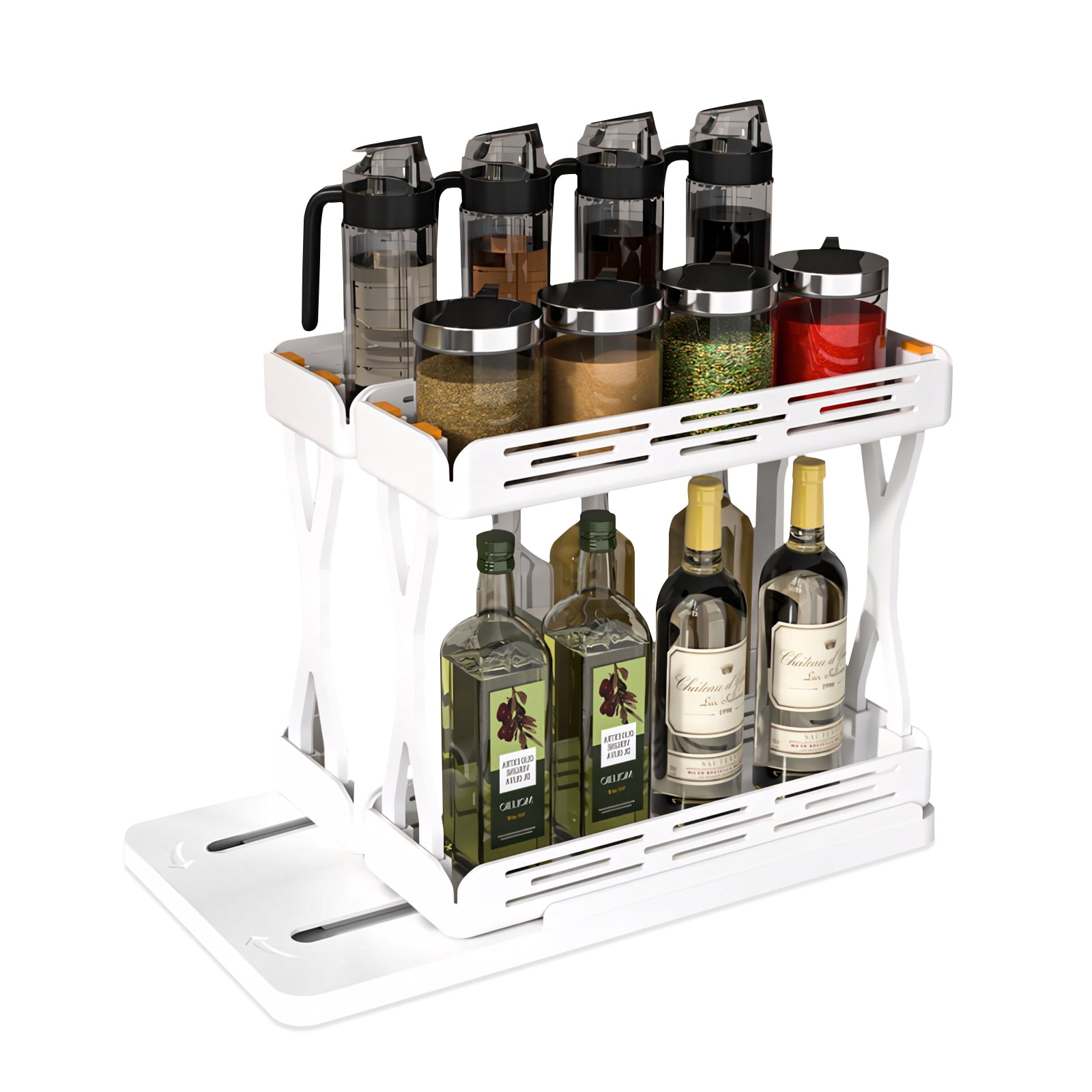 Spice Rack Organizer for Cabinet,Double Tier Slide Out Spice Storage ...