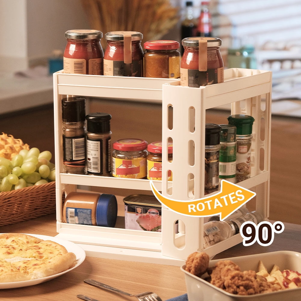 Spice Rack Organizer for Cabinet - Slide & Rotate Kitchen Organizers ...