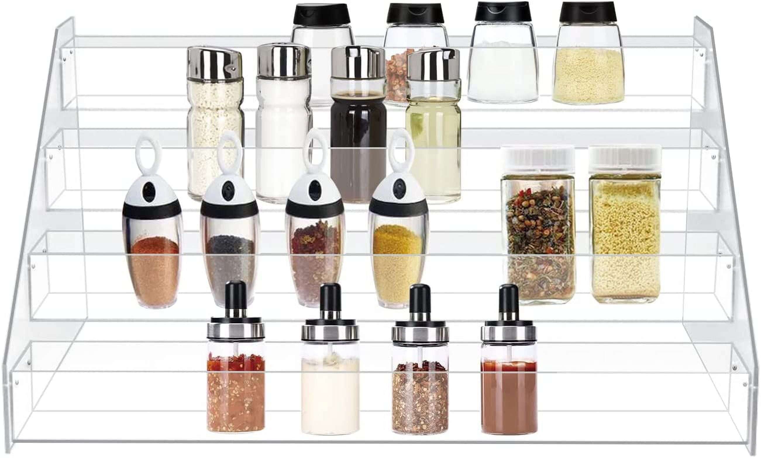 Spice Rack Organizer For Cabinet, 3 in/Tier Acrylic Tiered Spice Shelf ...