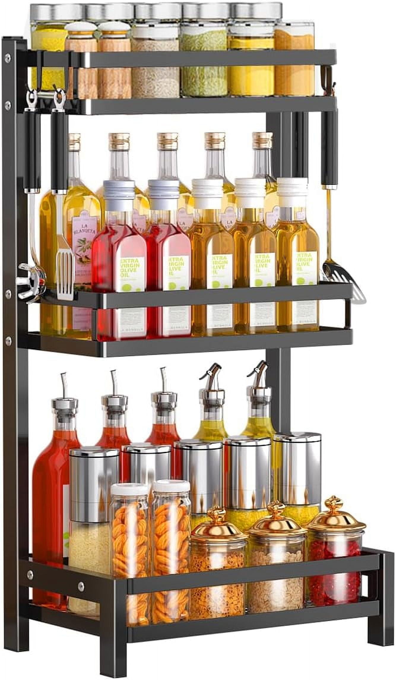 Spice Rack Organizer Free Standing, 3 Tier Kitchen Countertop Seasoning ...