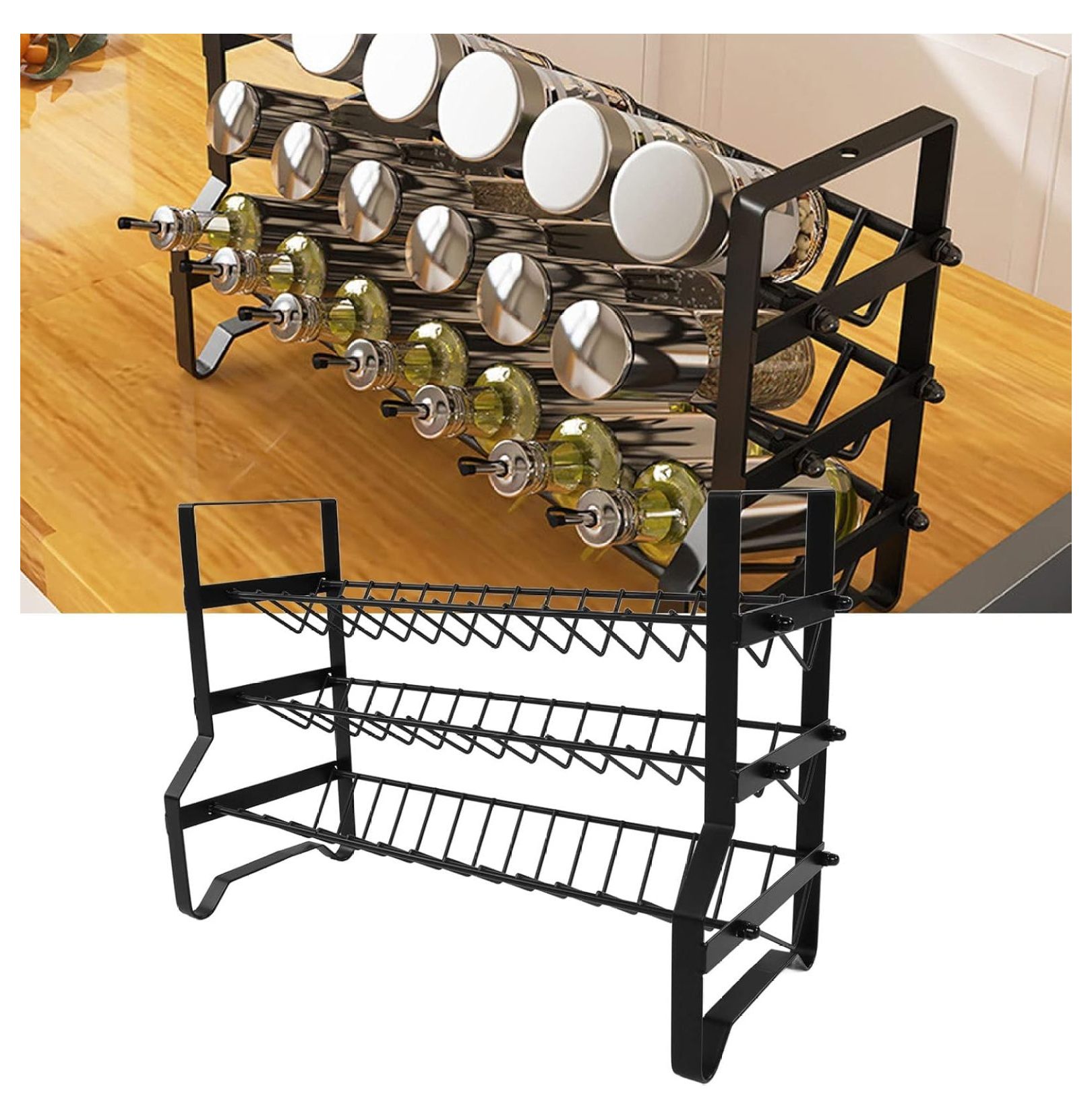 Spice Rack Organizer,Stackable Kitchen Counter Shelves, Holds Lots Of ...