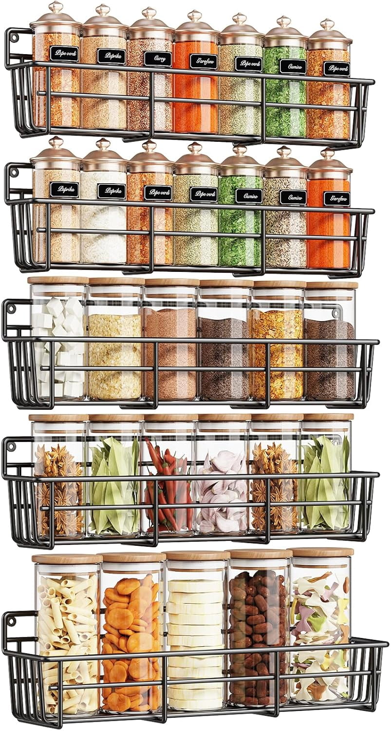 Spice Rack Organizer Wall Mount, Hanging Spice Pantry Storage Shelf ...