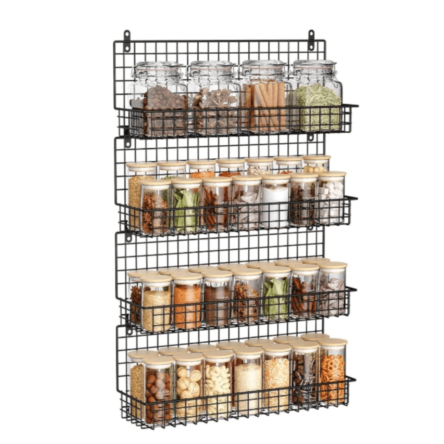 Spice Rack Organizer Wall Mounted 4-Tier Stackable Hanging Spice ...