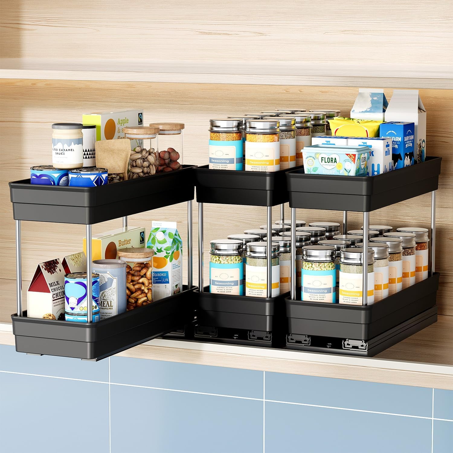 Spice Rack Pull Out-Spice Racks for Inside Cabinets-4-1/3 inch Wide ...