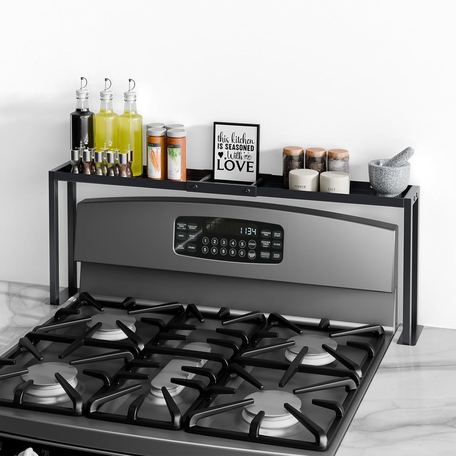 Spice Rack Shelf for Kitchen Stove, 32" Stove Top Shelf, Stove Shelf ...