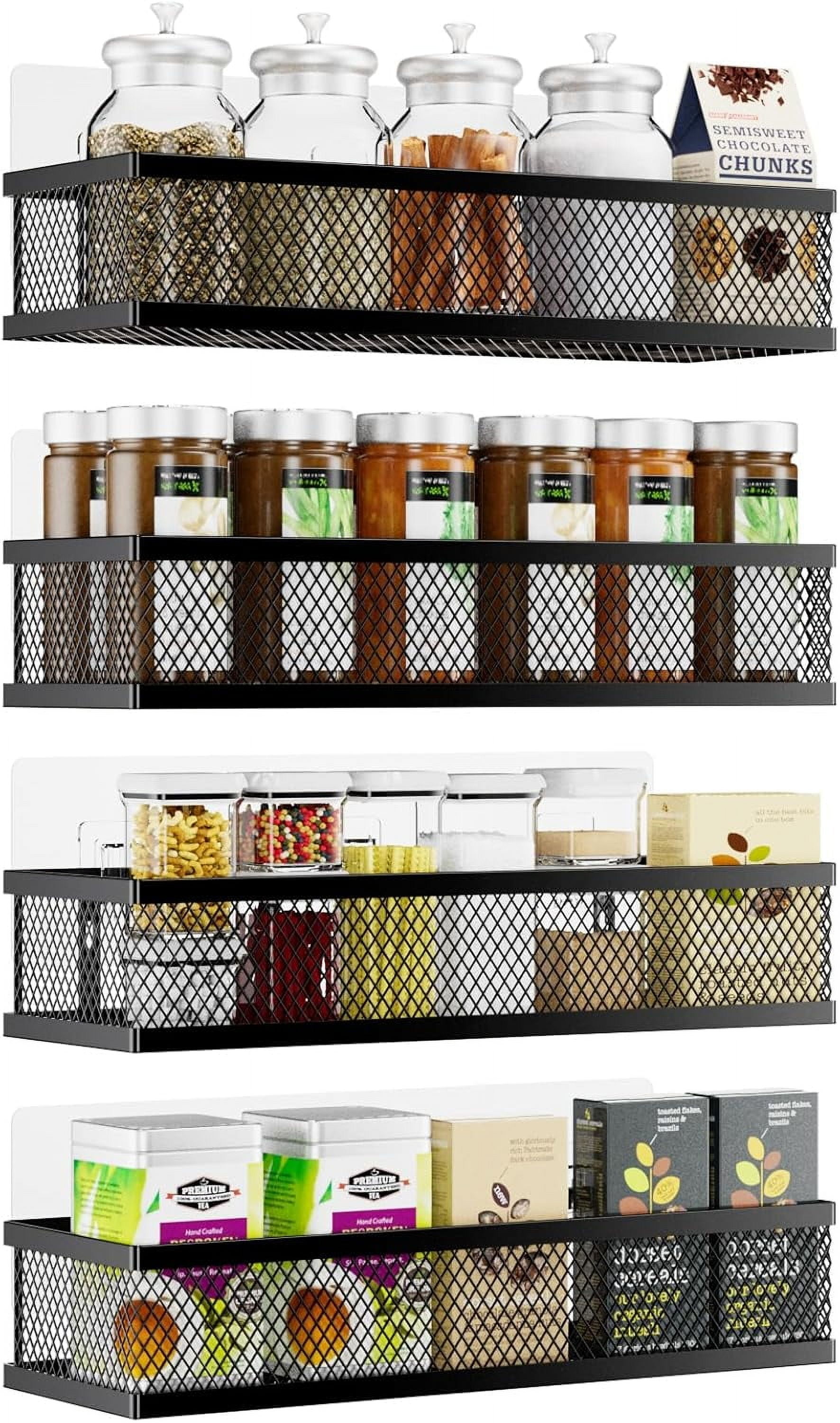 Spice Rack Wall Mount, 4 Pack Pantry Door Organizer & Hanging Storage ...