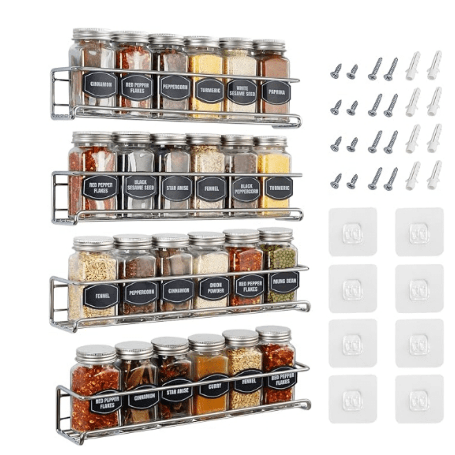 Spice Rack Wall Mount Organizer for Cabinet, Pantry, and Tiny Kitchen ...