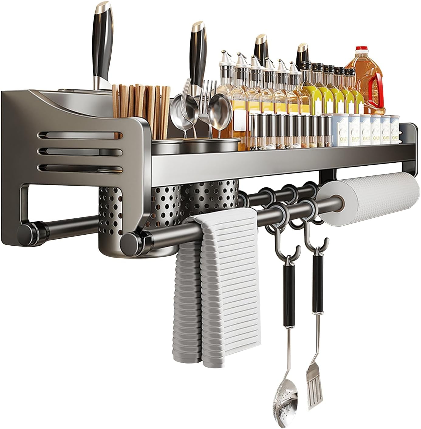 Spice Rack Wall Mount Seasoning Organizer Spice Rack with Spices ...