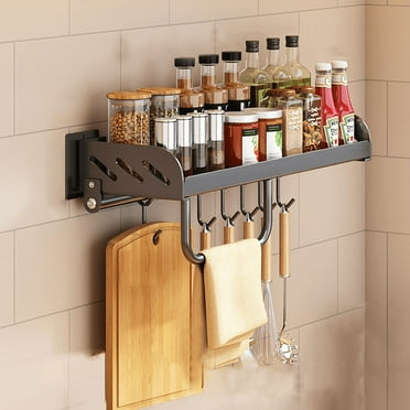 Wall-mount Spice Rack with guard rail, Chrome - Set of 4 - Walmart.com