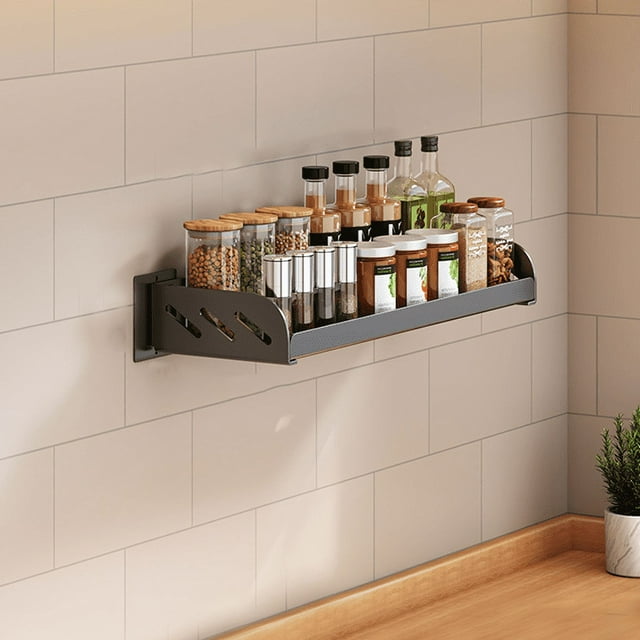 Spice Rack Wall Mount Spice Rack Organizer 16Inch Black Hanging Spice ...