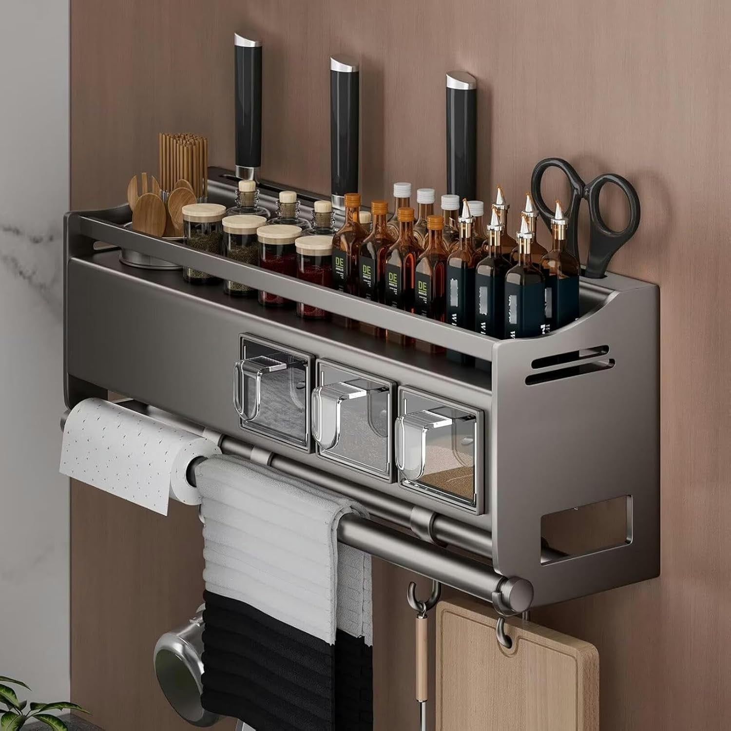 Spice Rack Wall Mounted, Metal Spice Shelf, Spice Rack Organiser, Wall ...