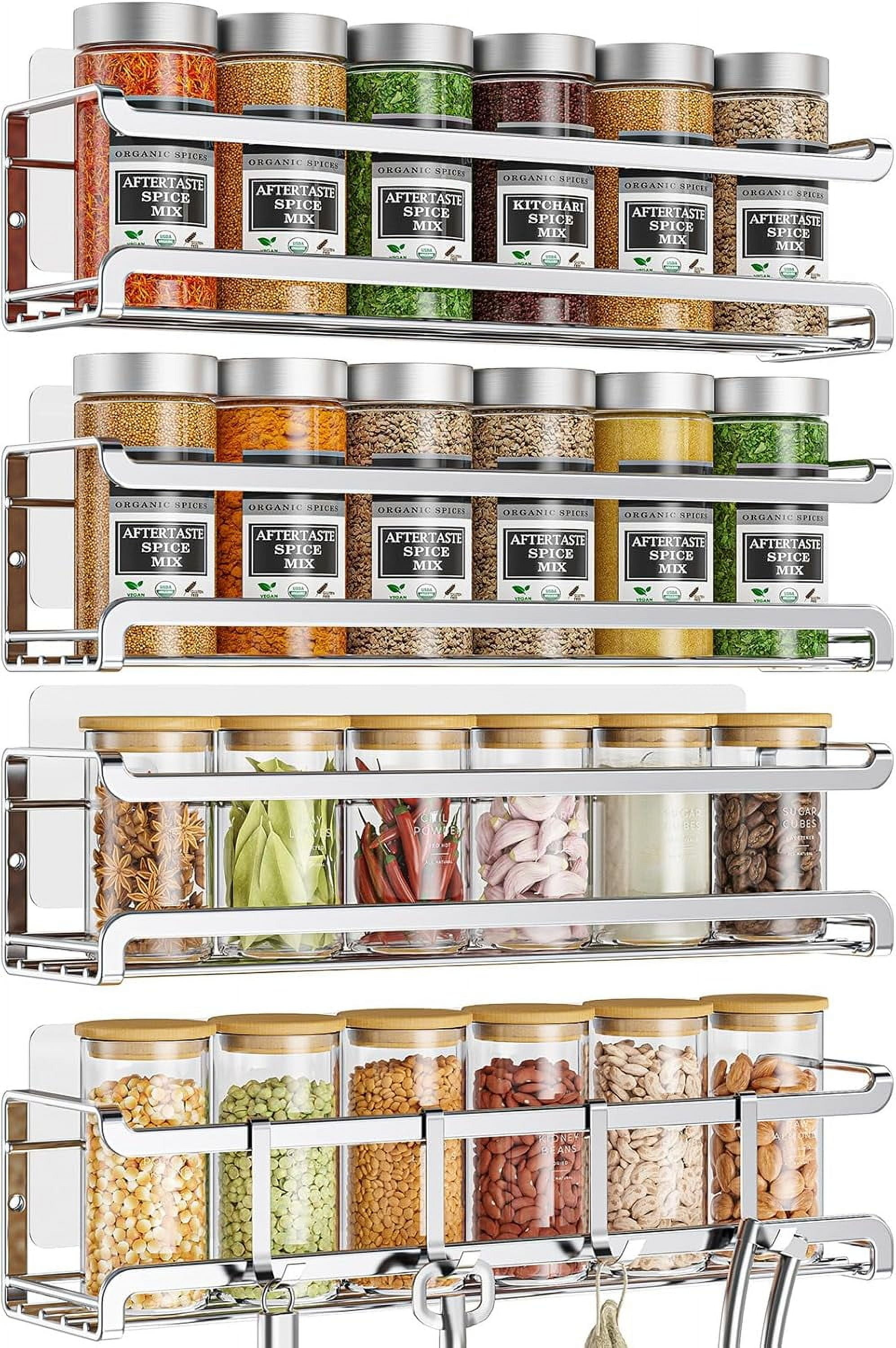 Space Saving Wall Mounted Spice Rack 4 Pack for Organizing Spice Jars ...