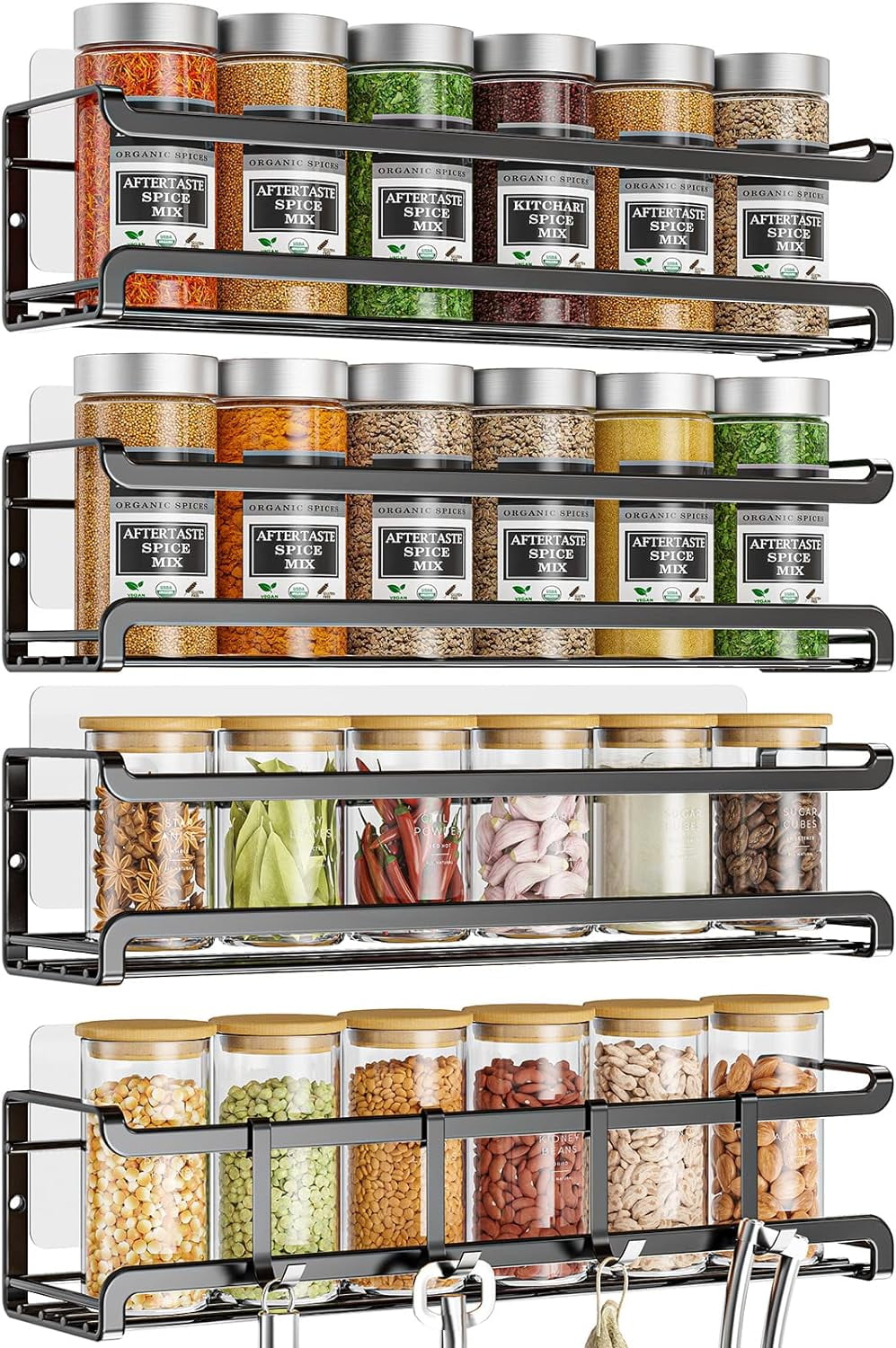 Spice Rack wall mounted 4 Pack, Space-Saving Spice Organizer for Spice ...