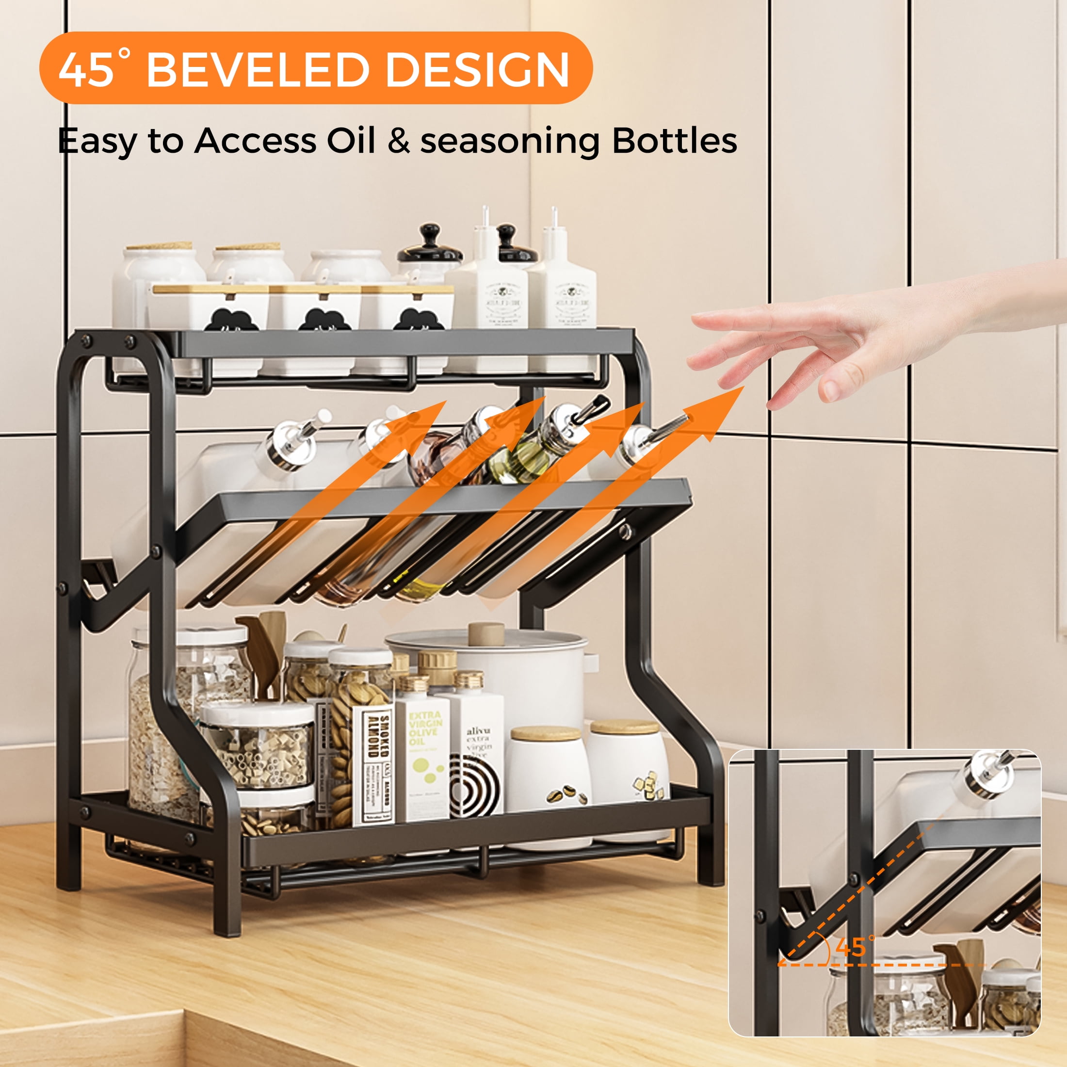Spice Racks For Kitchen Organizer, 3-Tier Kitchen Metal Countertop ...